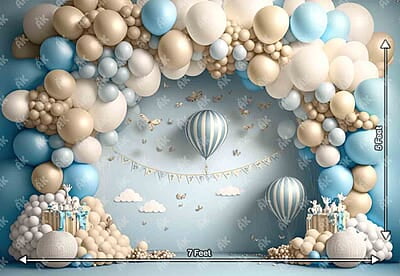 Fabric Baby Backdrop - Hot Air Balloon Garland