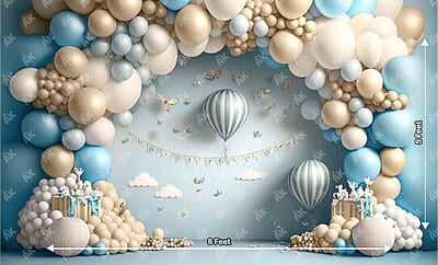 Fabric Baby Backdrop - Hot Air Balloon Garland