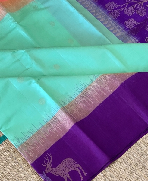 Buy Pure Soft Silk Saree in Apple Green with Ganga Jamuna Border | The ...