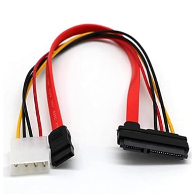 SATA 22Pin 7+15Pin Female to SATA Female Cable with Molex (30cm)