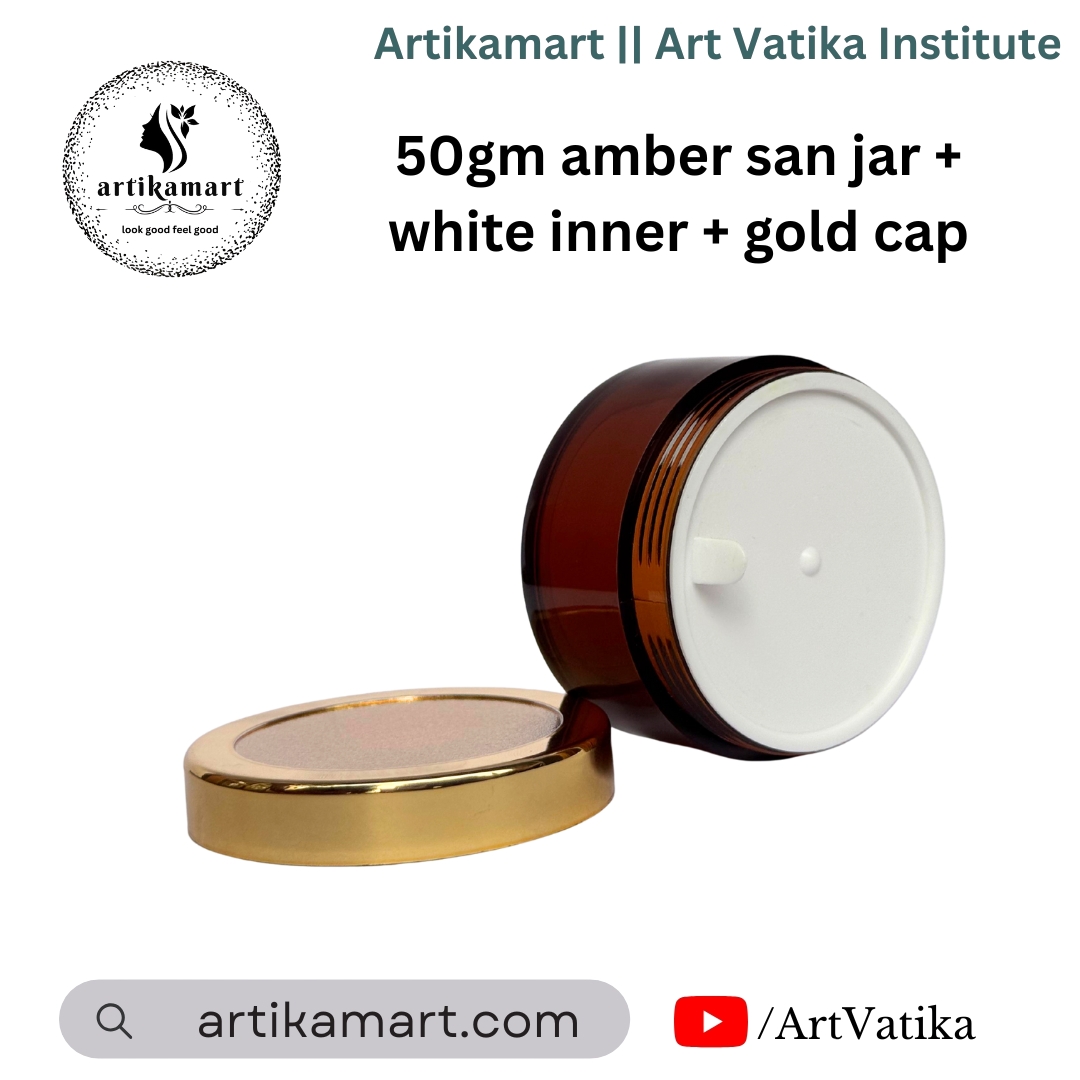 Acrylic San Jar Amber + White Inner + Gold Cap - 50g