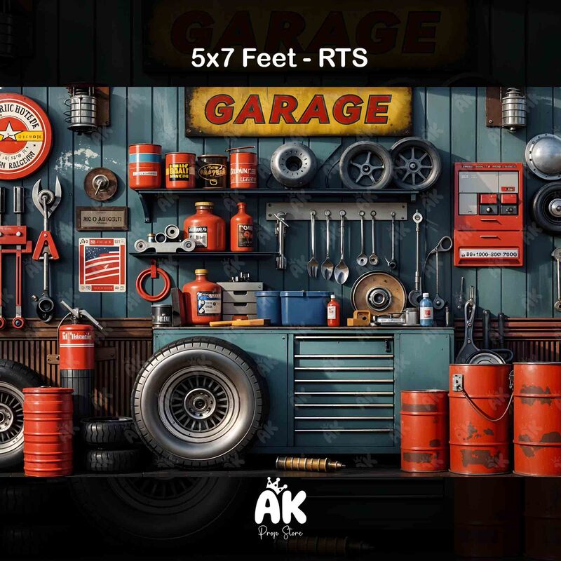 Fabric Baby Backdrop - Mini Garage